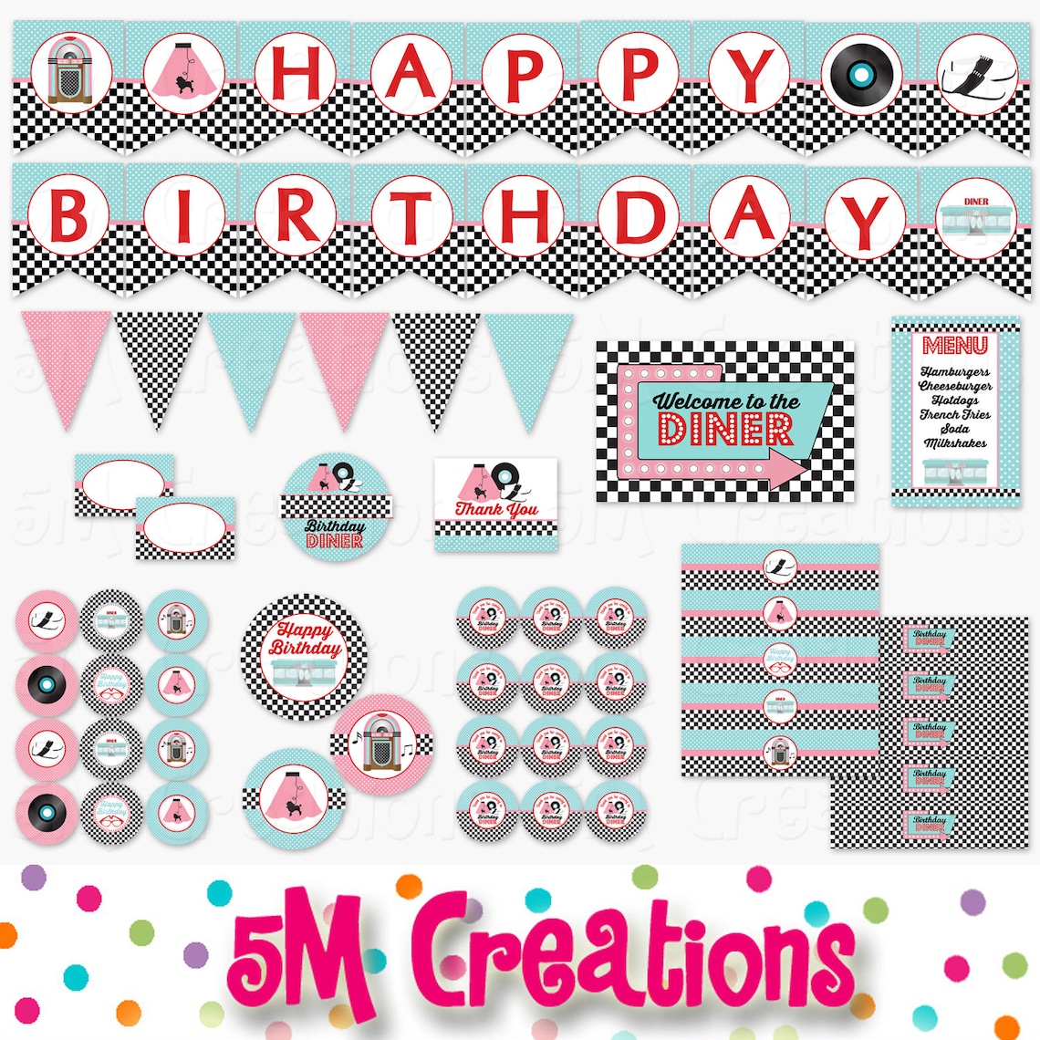 1950s Diner Party Sign 50s Birthday Party Poster Printable - Etsy Canada