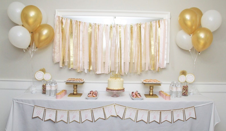 Golden Birthday Party Printable Decorations Pink and Gold - Etsy