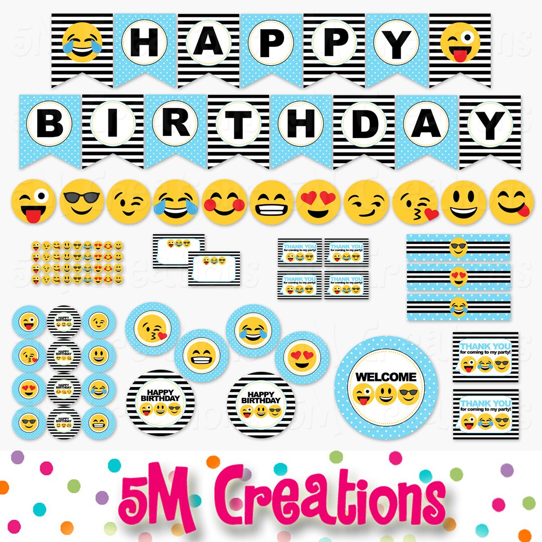 Emoji Party Decor - Emoji Birthday Decorations - Smiley Face Birthday ...
