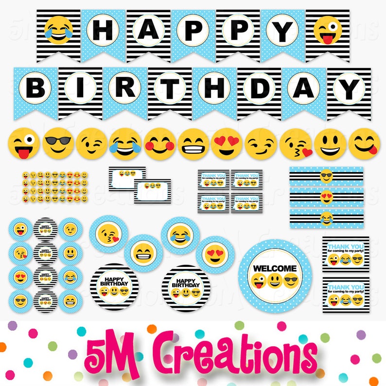 Emoji Party Decor Emoji Birthday Decorations Smiley Face - Etsy