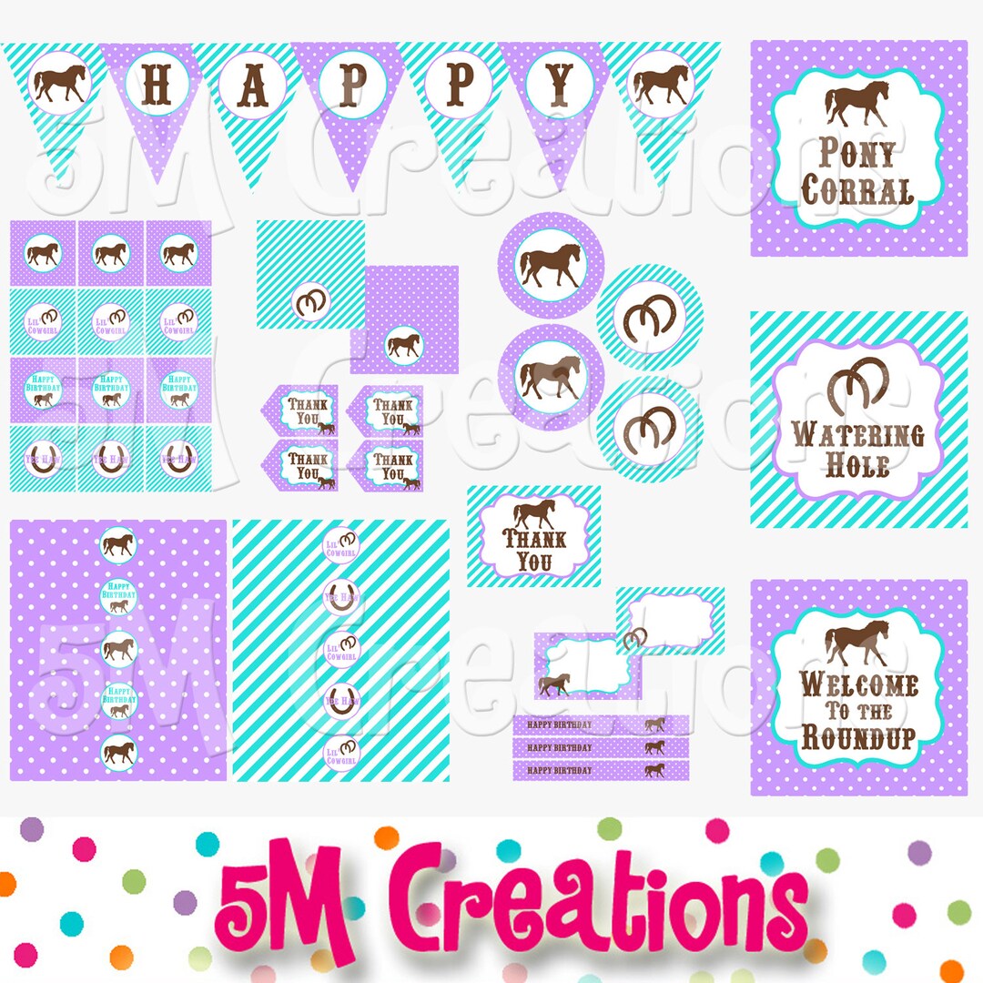 PONY Birthday Party Printable Decorations Package - Horse Party ...