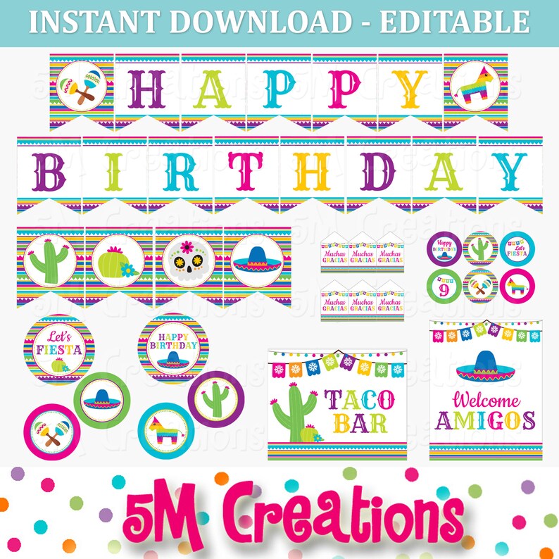 Fiesta Birthday Party Decor Cinco De Mayo Birthday Party - Etsy
