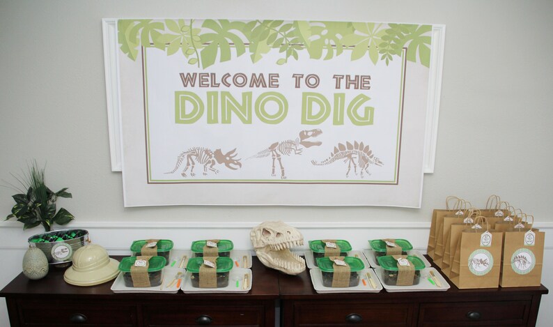 Dino Dig Party Sign Dinosaur Birthday Party Poster | Etsy