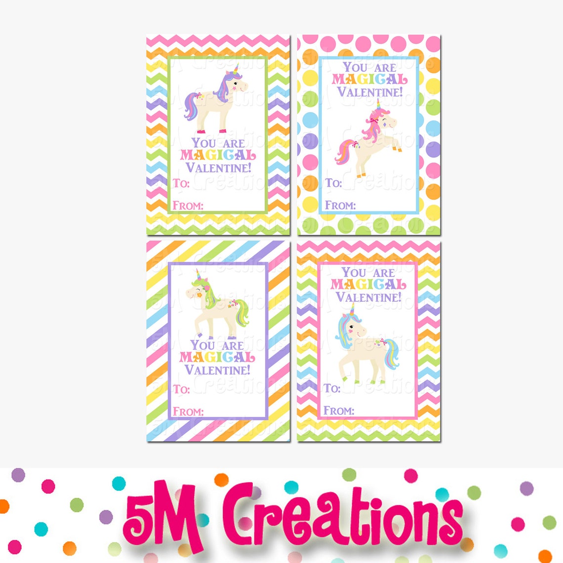 Printable Rainbow Unicorn Valentines Day Card - School Valentines Day ...