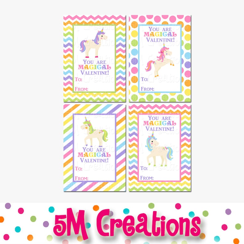 Printable Rainbow Unicorn Valentines Day Card - School Valentines Day ...