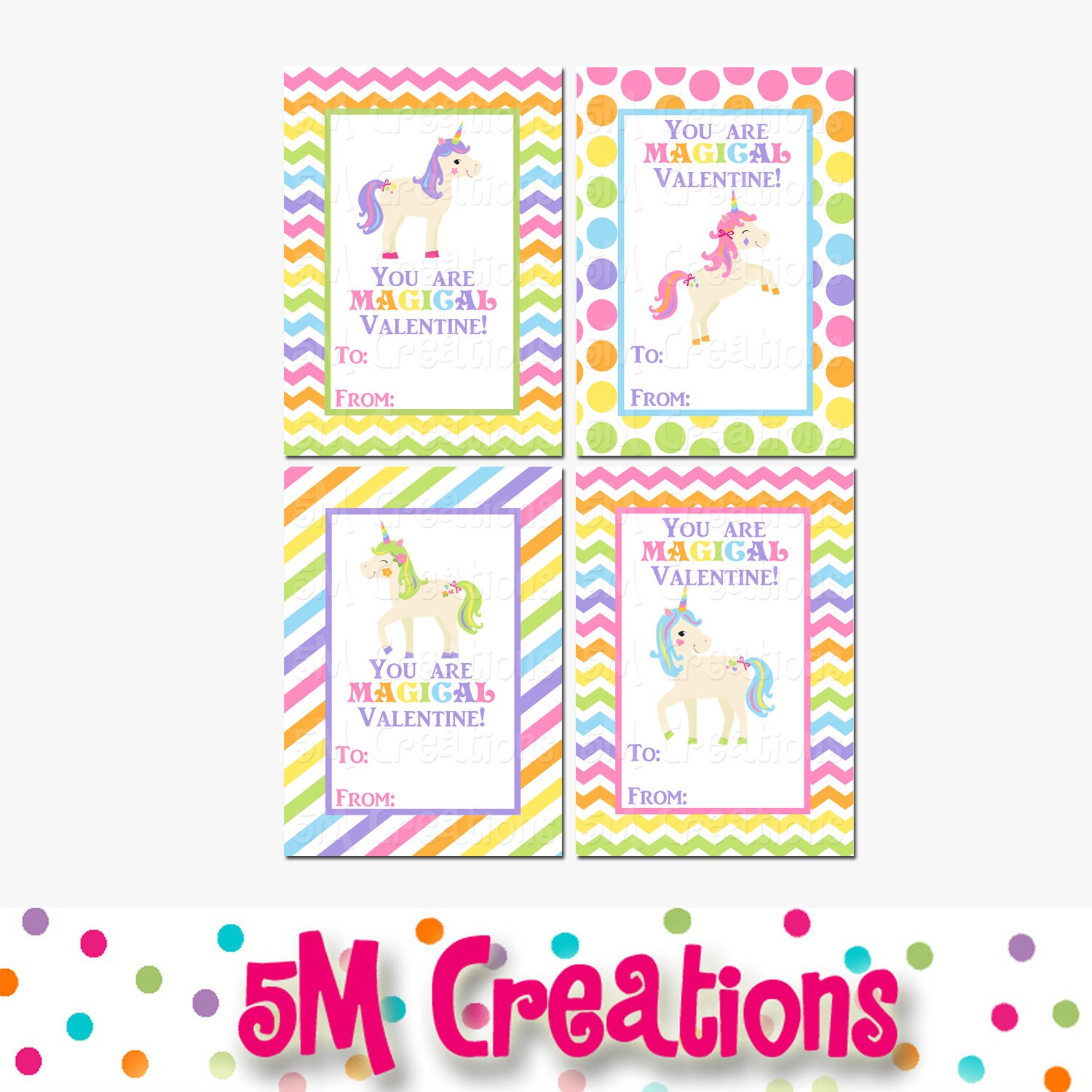 Printable Rainbow Unicorn Valentines Day Card - School Valentines Day ...