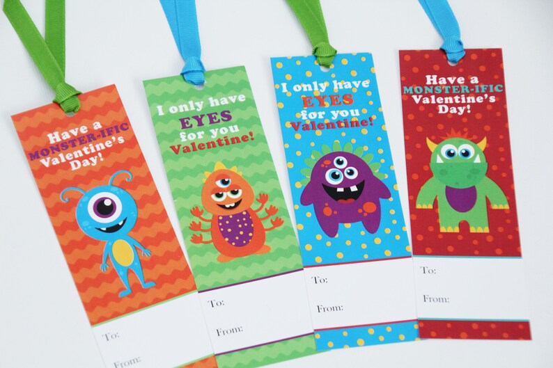 Printable Valentines Day Monster Bookmark School Valentines | Etsy