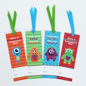 Printable Valentines Day Monster Bookmark - School Valentines Day Card ...