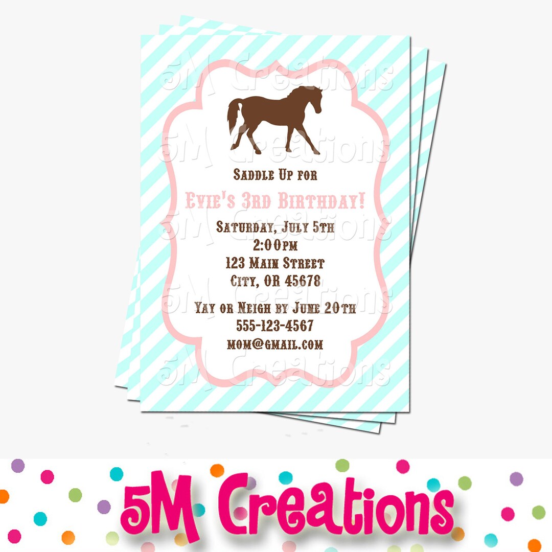 Pony Party Invitation - Horse Birthday Invitations - Cowgirl Birthday ...