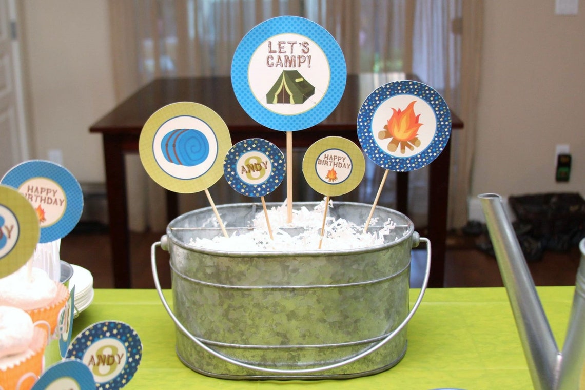 Camping Birthday Party Printable Decorations Boy Camping - Etsy