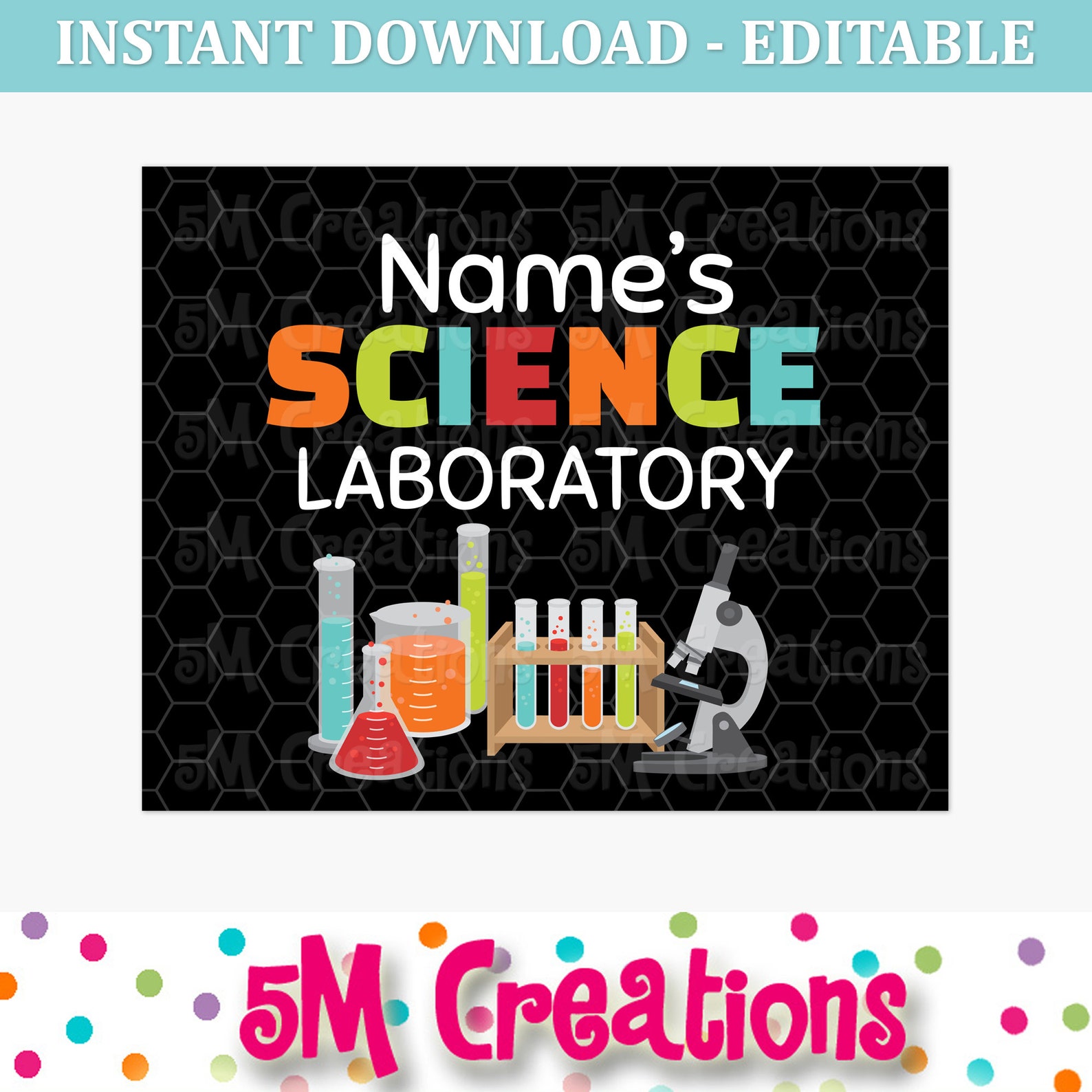 Science Party Sign - Printable Party Backdrop - Science Party Decor ...