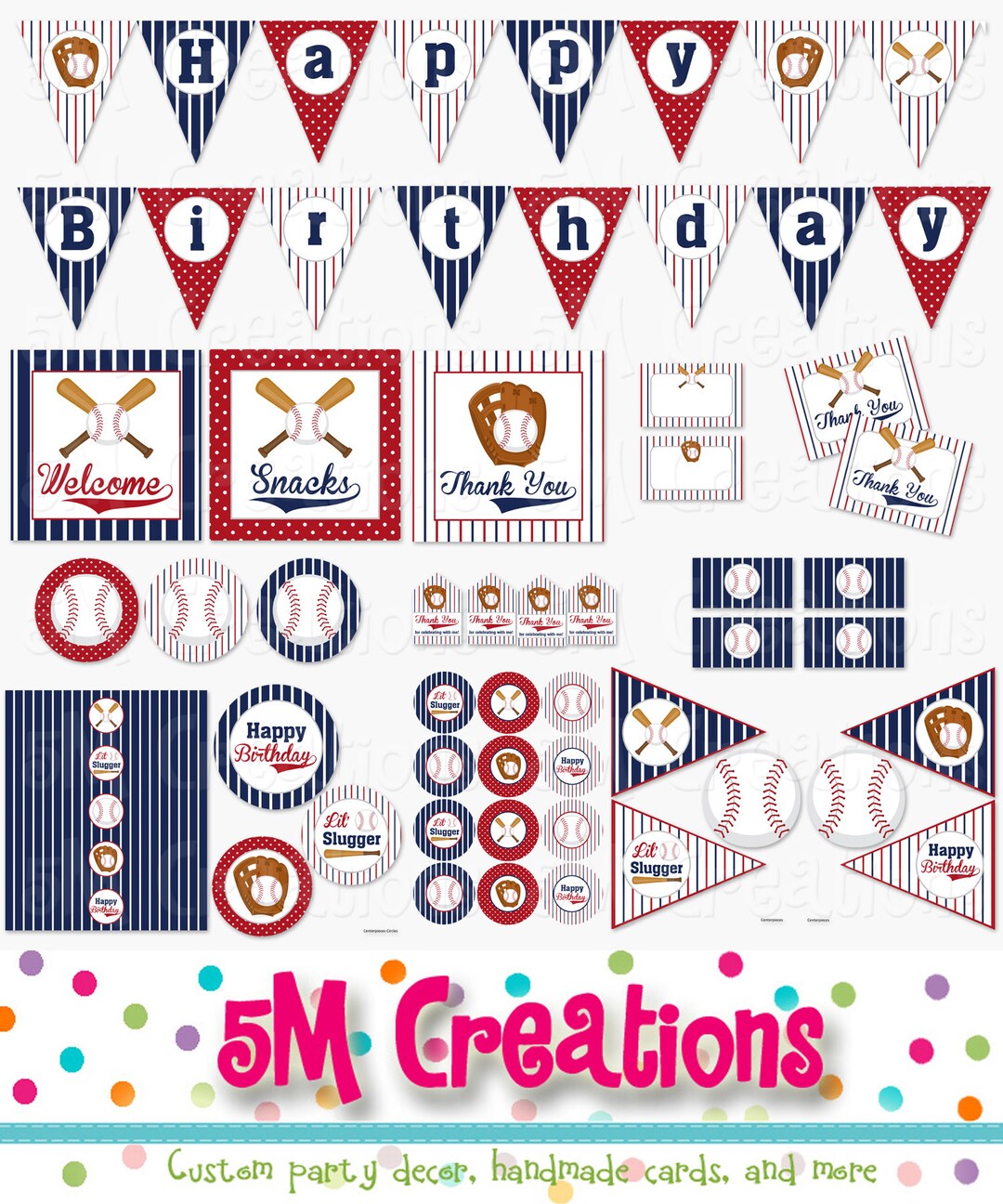 Baseball Birthday Party Printable Package - Baseball Party Decorations ...