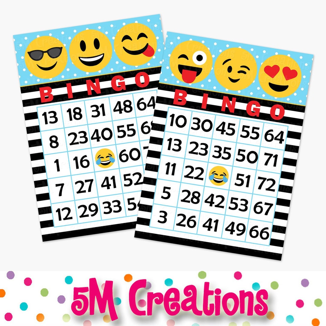 Emoji Bingo Cards 12 Emoji Printable Bingo Card Emoji Printable Party ...