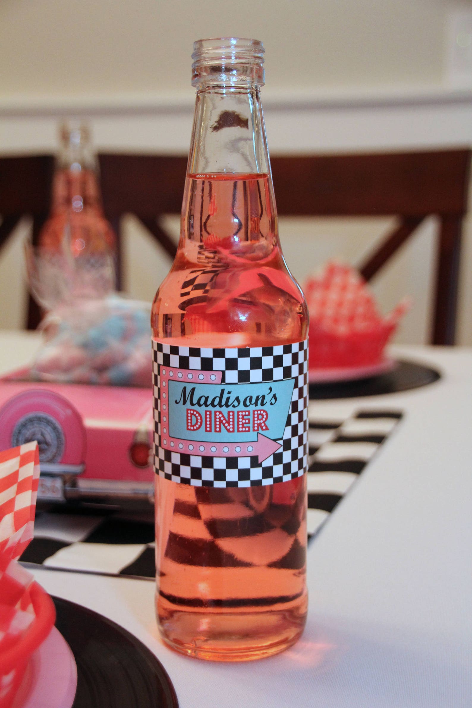 50s Diner Water Bottle Labels Printable Water Bottle Wraps - Etsy