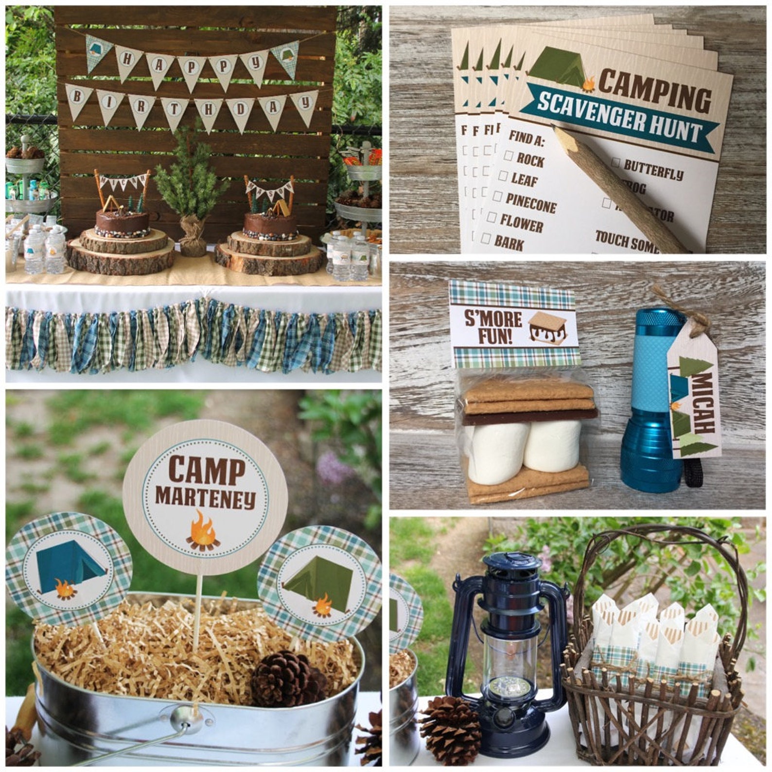 Camping Birthday Party Printable Decorations Editable - Etsy
