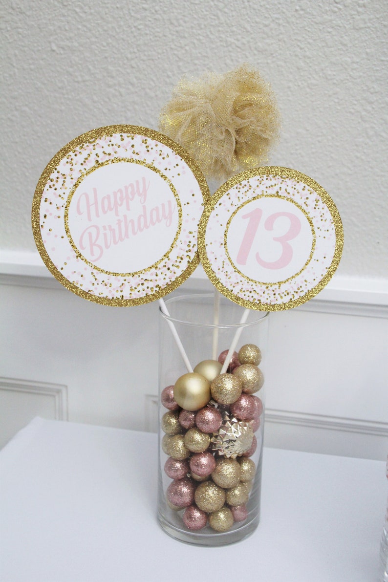 Golden Birthday Party Printable Decorations Pink and Gold - Etsy