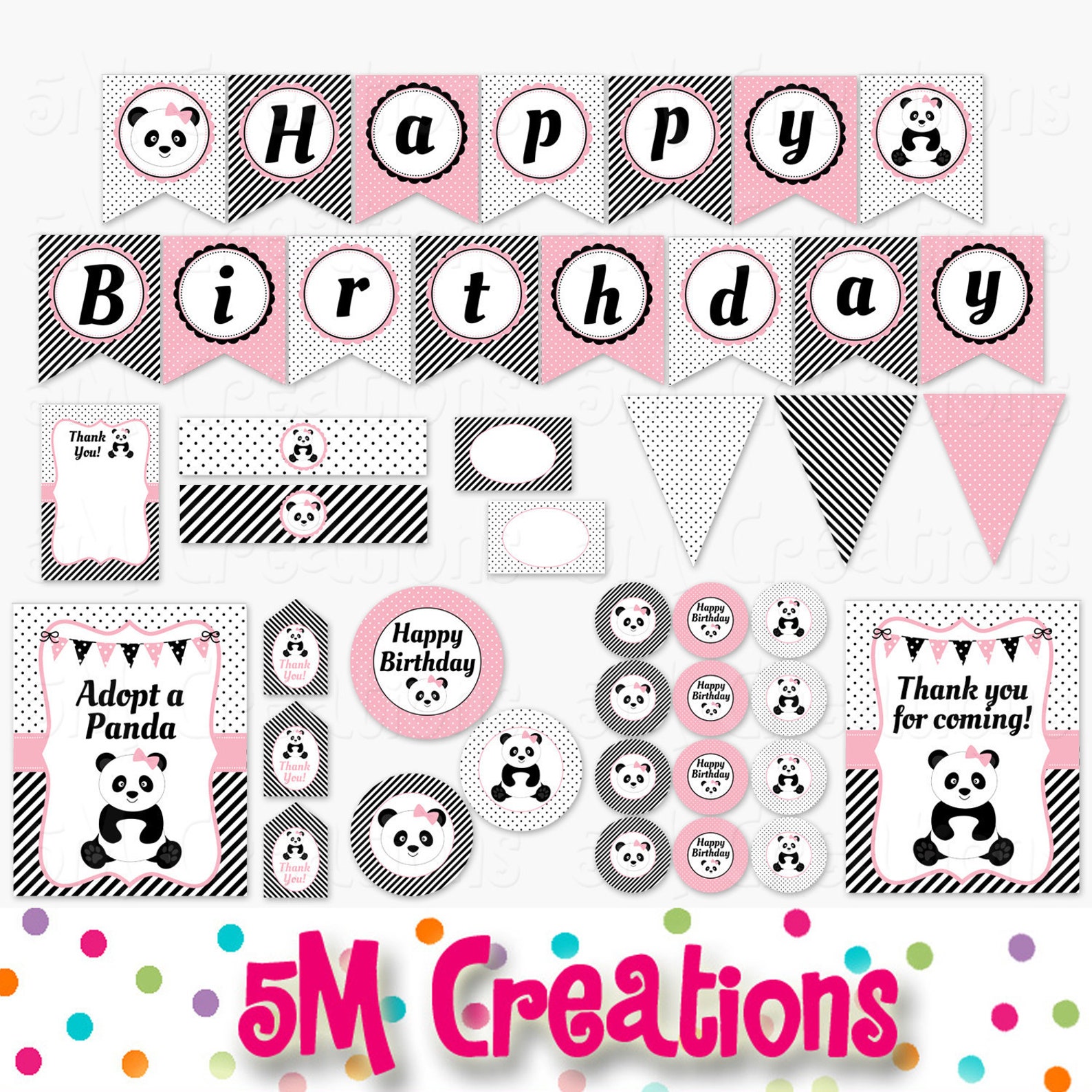 Panda Party Decor Panda Birthday Party Printables | Etsy