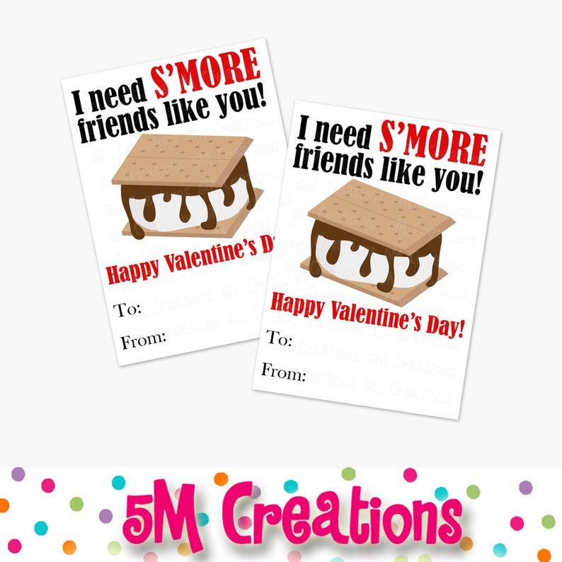 Printable Smore's Valentines Day Card - School Valentines Day Card ...