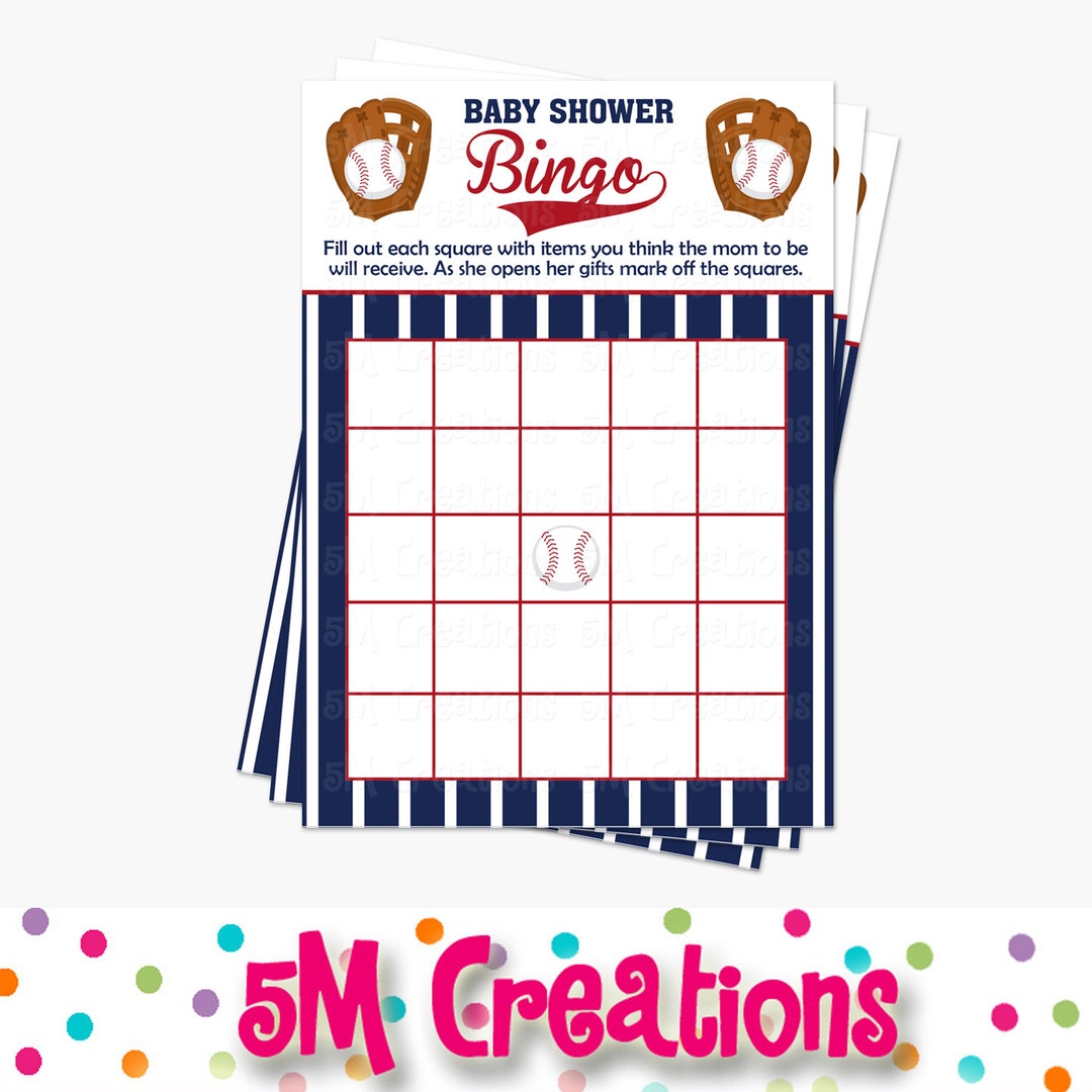 Baseball Bingo Card - Baseball Printable Party Game - Baseball Baby ...
