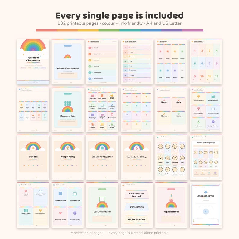 Rainbow Classroom Decor Bundle, Printable Classroom Display ...
