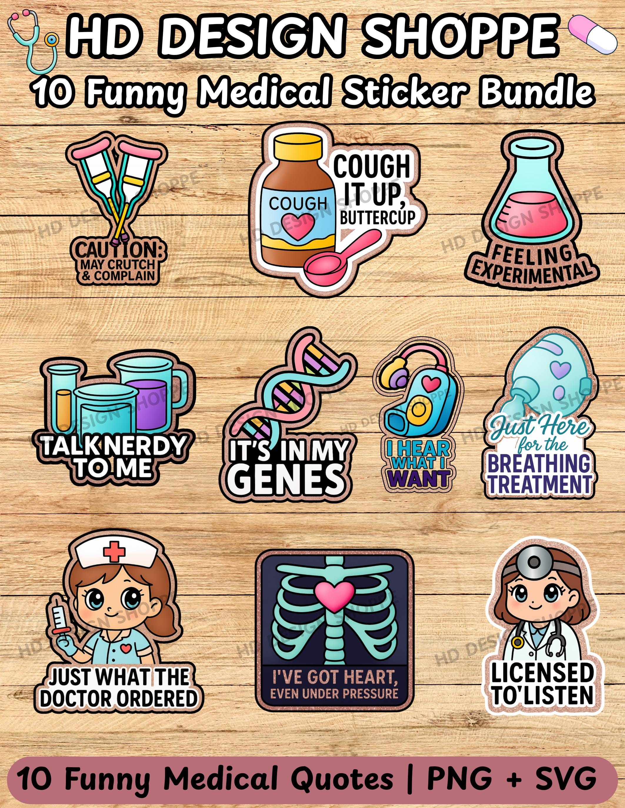 10 Funny Medical Stickers | Nurse and Doctor SVG PNG Bundle ...