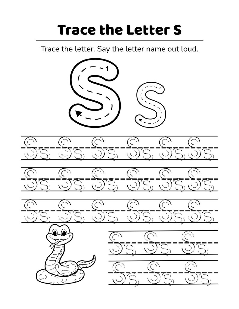 Animal Alphabet Worksheets S–Z for Preschool & Pre-k | Letter Tracing ...
