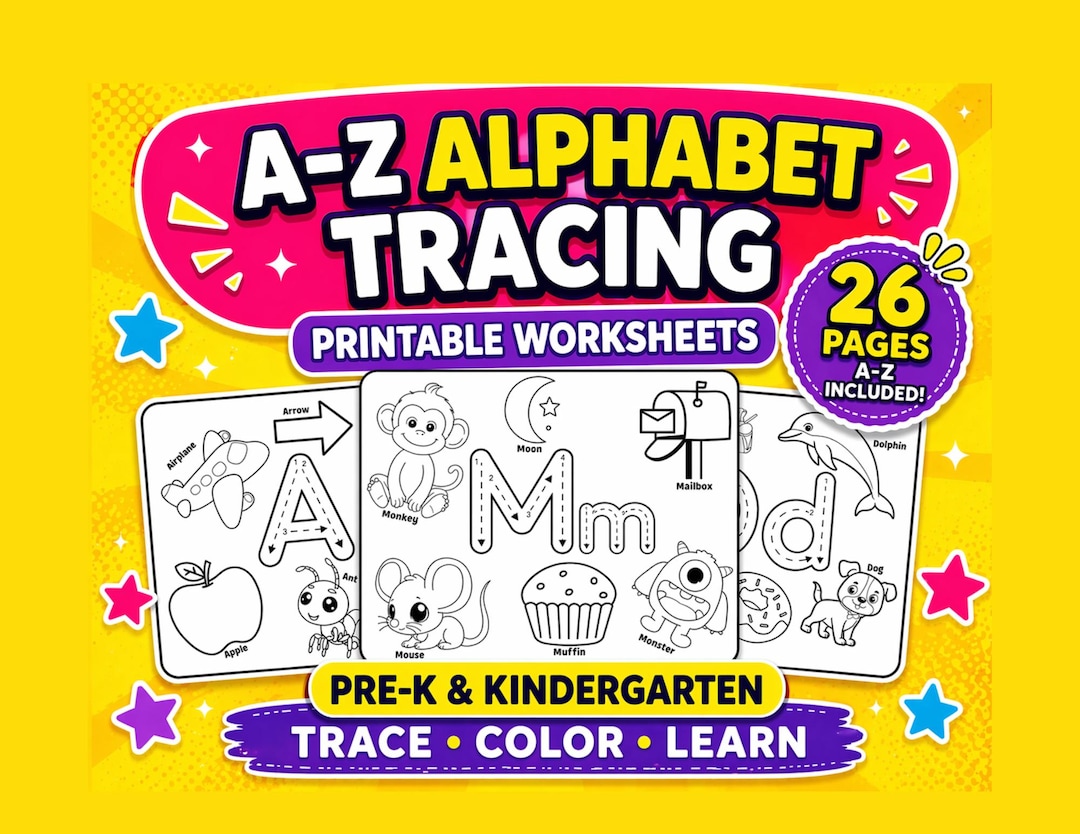 A-Z Letter Tracing Worksheets for Preschool | Alphabet Coloring Pages ...