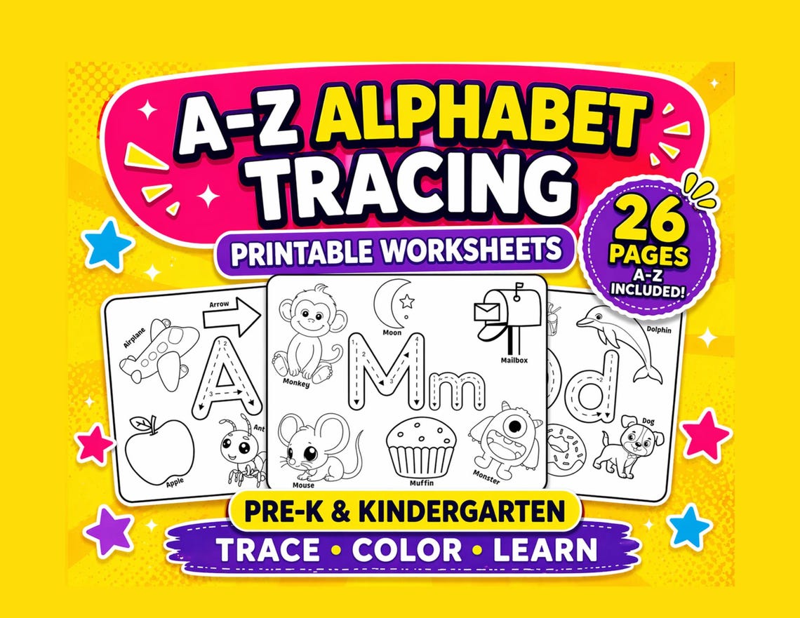 A-Z Letter Tracing Worksheets for Preschool | Alphabet Coloring Pages ...