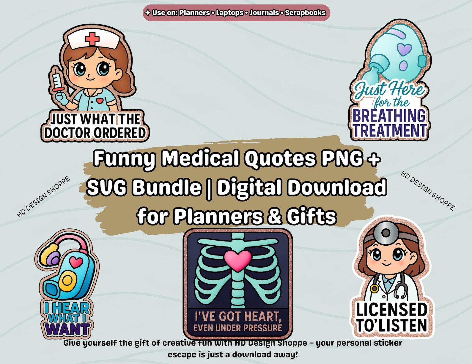10 Funny Medical Stickers | Nurse and Doctor SVG PNG Bundle ...