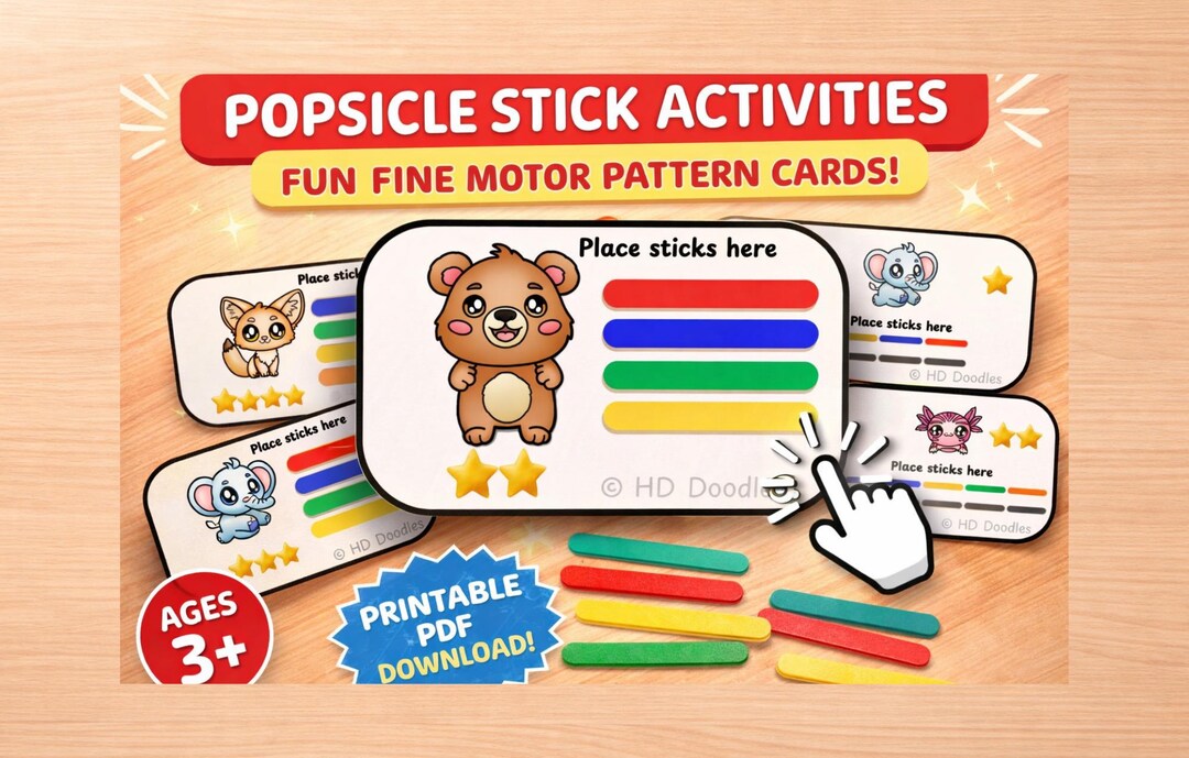 Popsicle Stick Activities for Preschool | Fine Motor Skills Printable ...