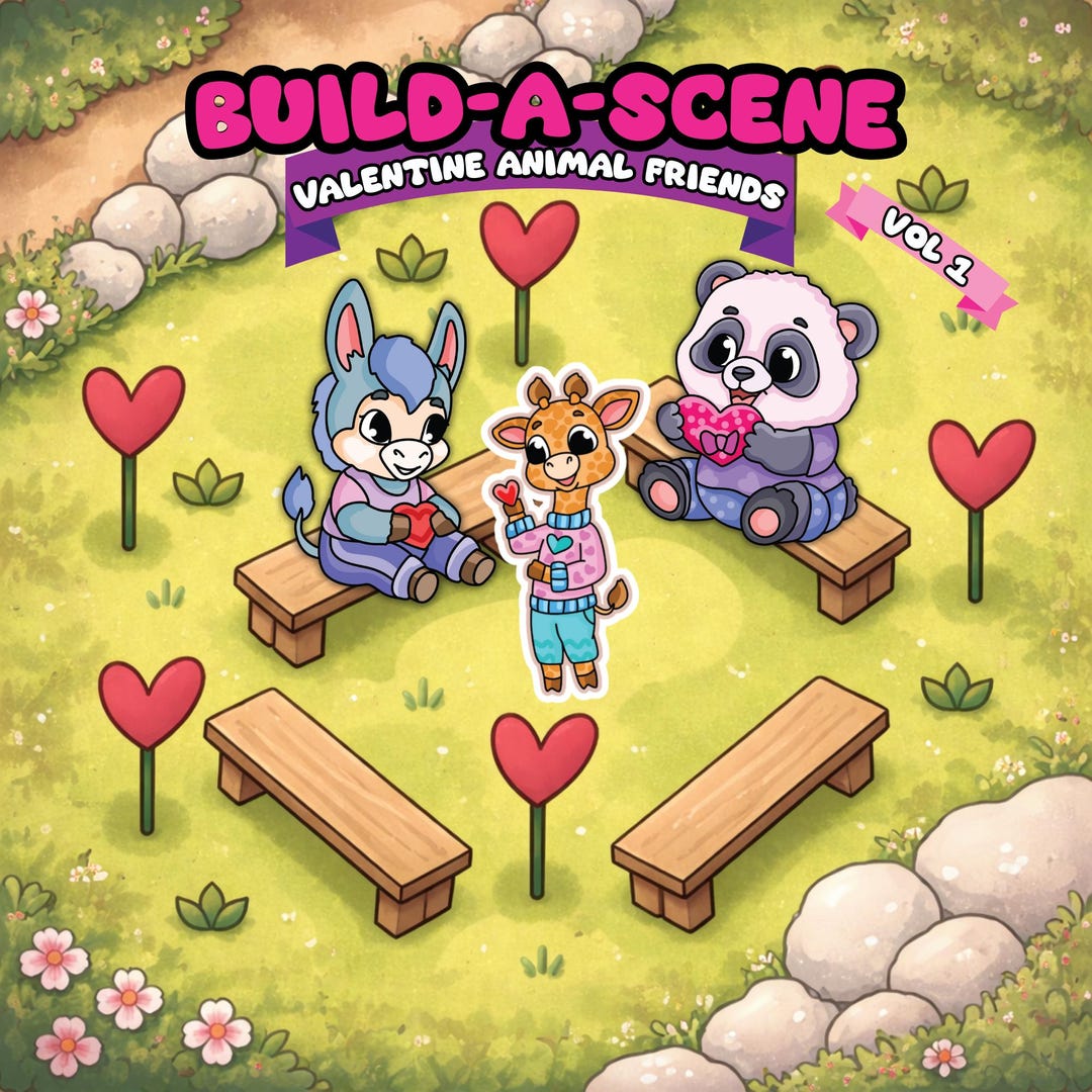 Valentine Friends Build-a-scene Vol 1 | Printable Kids Play Set | Cute ...