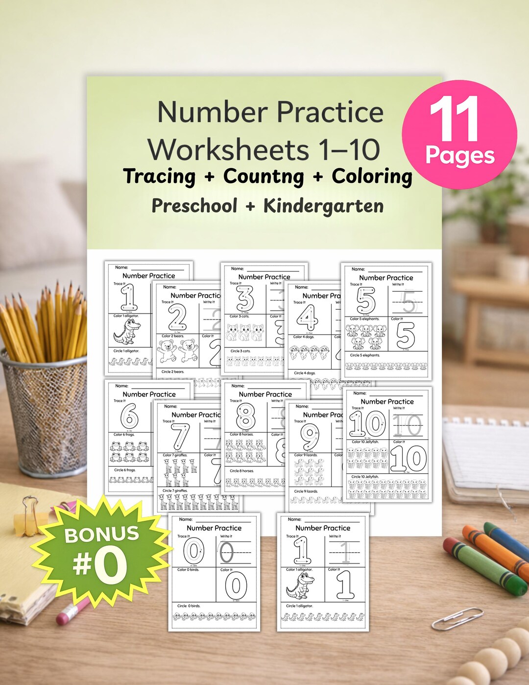 Number Tracing Worksheets 1–10 for Preschool & Kindergarten | Printable ...