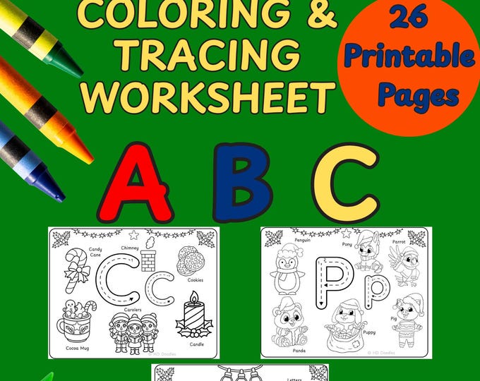 Christmas Alphabet Printable, Christmas Activity for Kids, Tracing ...