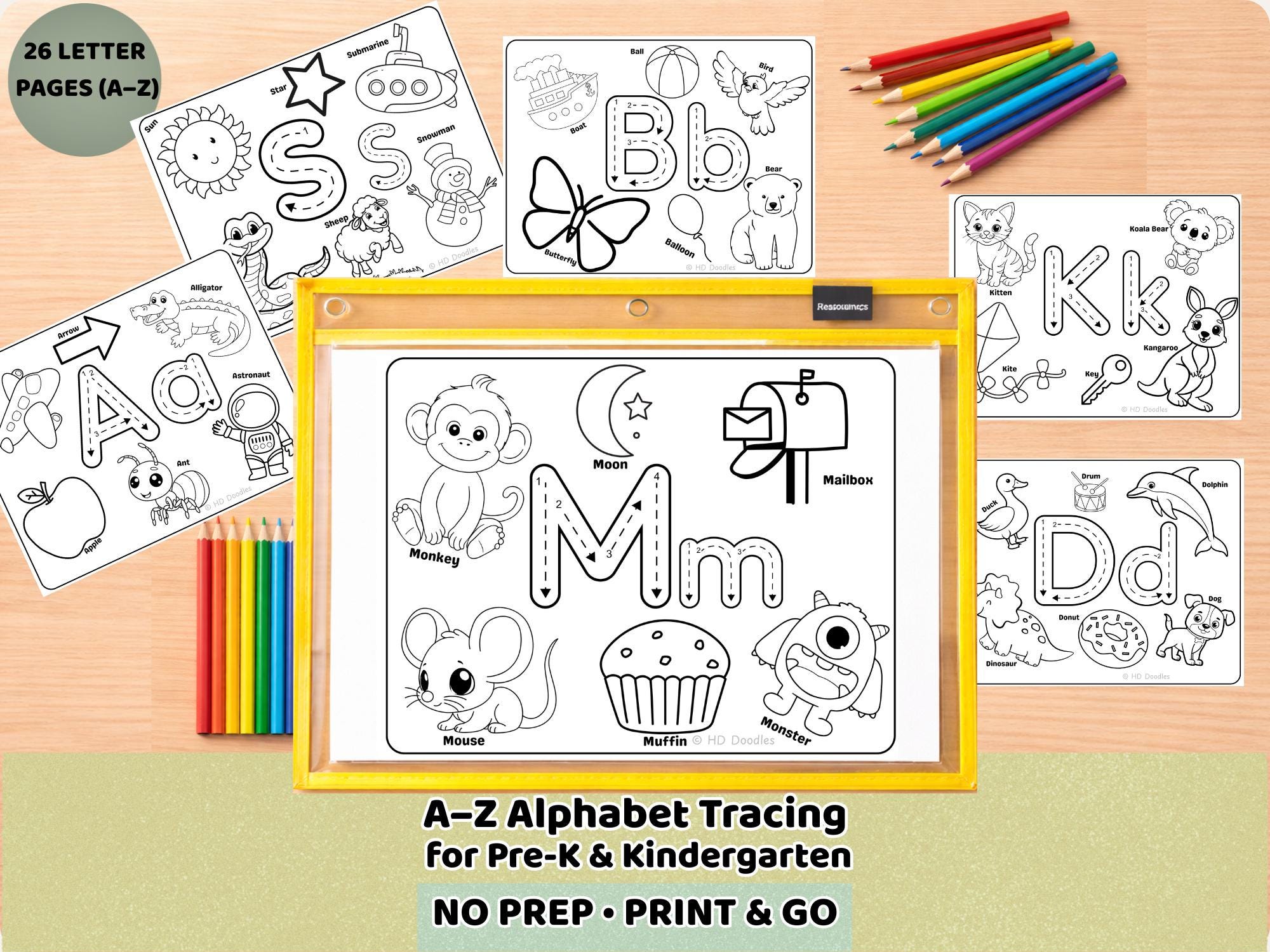 A-Z Letter Tracing Worksheets for Preschool | Alphabet Coloring Pages ...