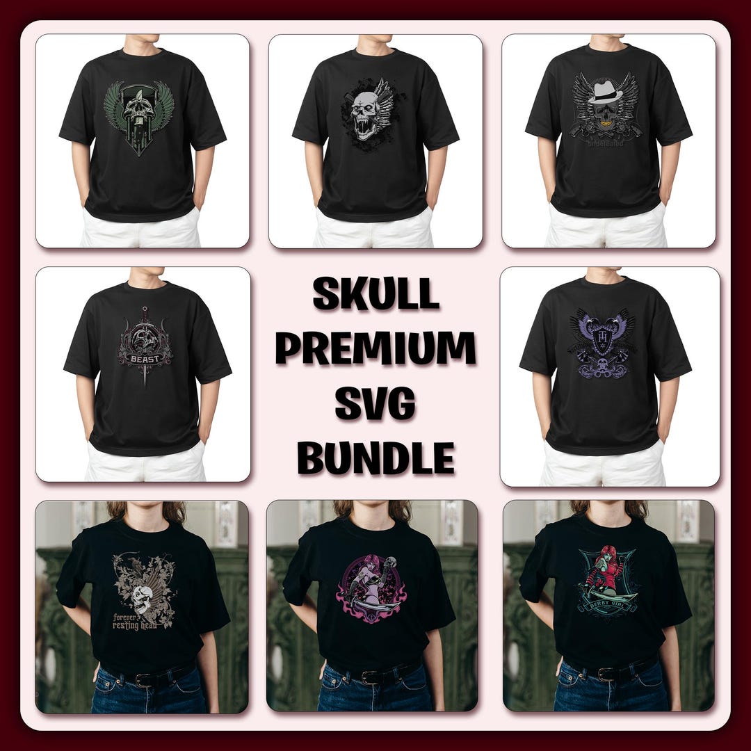 Skull SVG Bundle | Skeleton & Sugar Skull Clipart | Horror, Punk, Grim ...