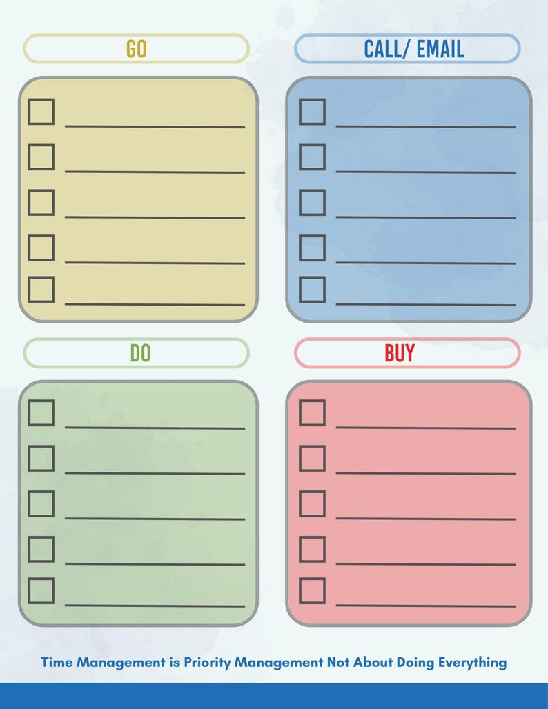 Priority/time Management Templates - Etsy
