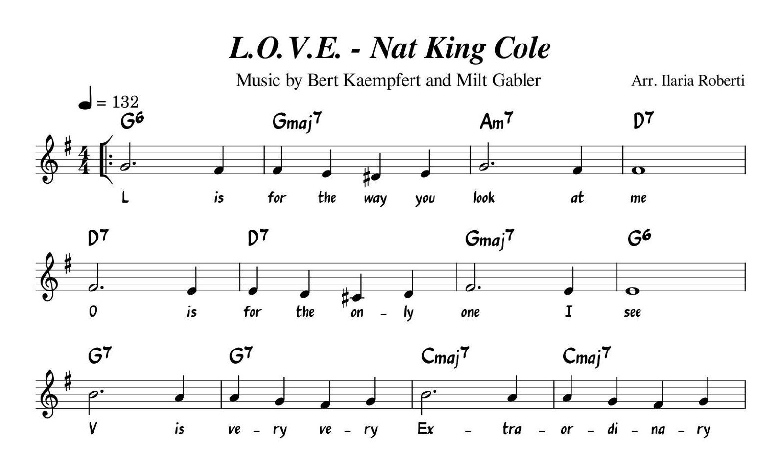 L.O.V.E. (nat King Cole) Easy Piano Sheet Music, Digital Downloadable ...