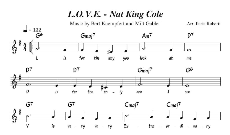 L.O.V.E. (nat King Cole) Easy Piano Sheet Music, Digital Downloadable Musical Sheet, Beginner ...