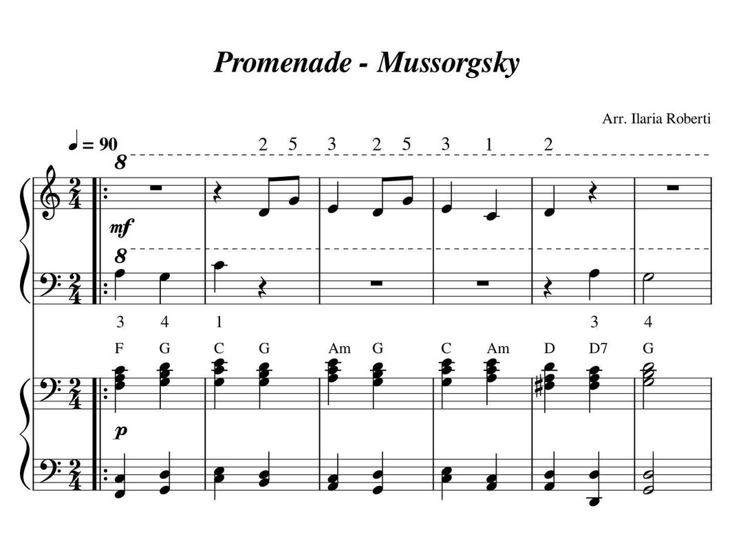 Promenade (mussorgsky) Easy Piano Sheet Music, Digital Downloadable ...