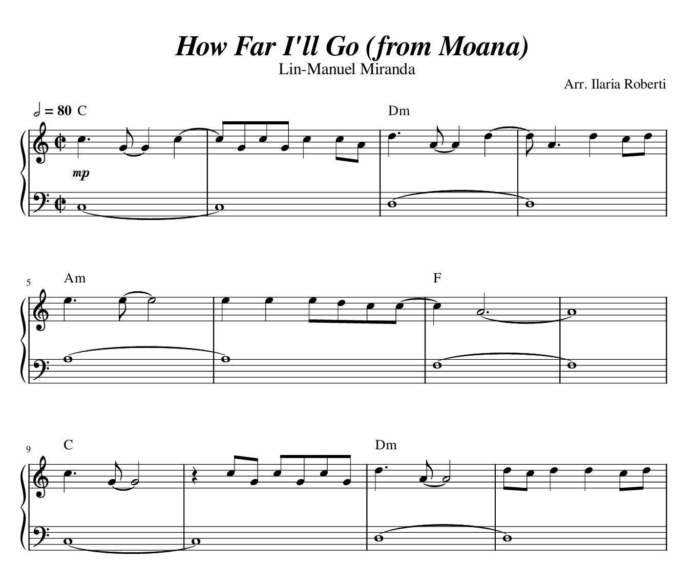 How Far I'll Go (from Moana) Easy Piano Sheet Music, Digital ...
