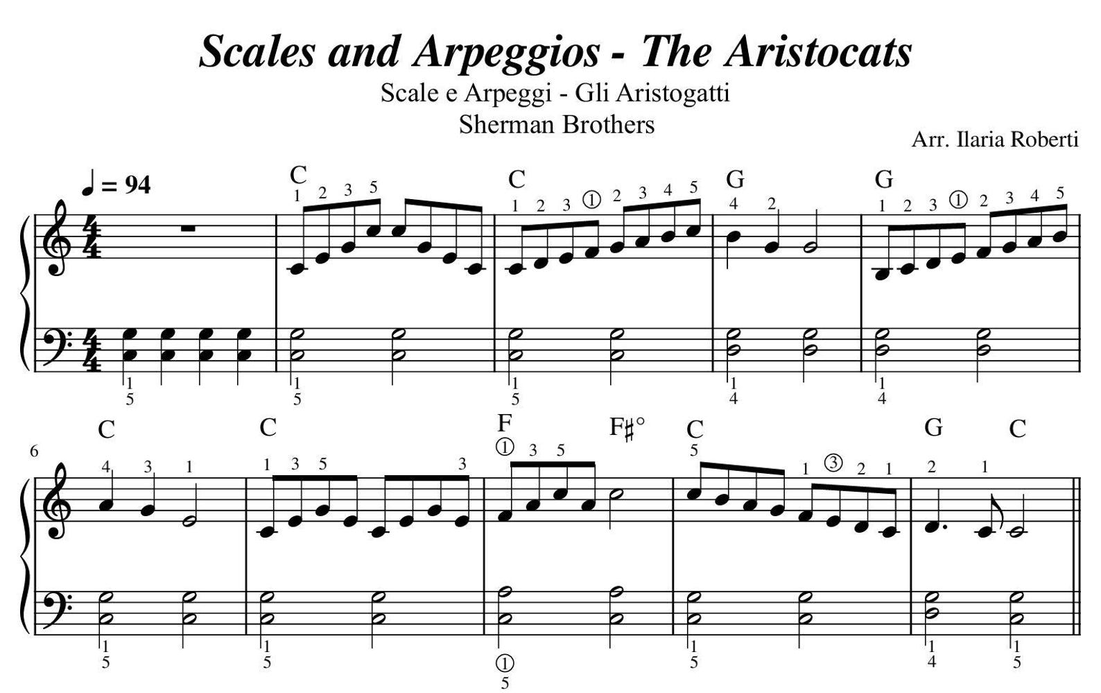 Scales and Arpeggios (from the Aristocats) Easy Piano Sheet Music ...