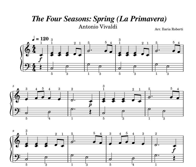 The Four Seasons: Spring (la Primavera - Vivaldi) Easy Piano Sheet ...