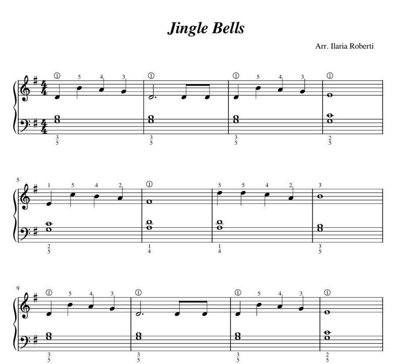 Jingle Bells Easy Piano Sheet Music, Digital Downloadable Musical Sheet ...