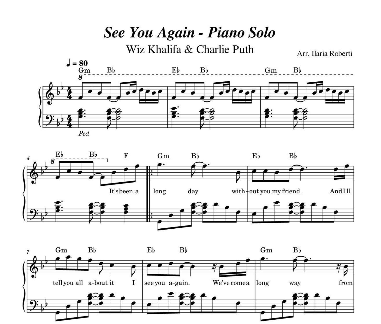 See You Again (wiz Khalifa & Charlie Puth) Piano Sheet Music, Digital ...