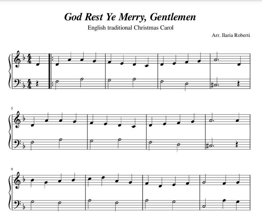 God Rest Ye Merry, Gentlemen Easy Piano Sheet Music, Digital ...
