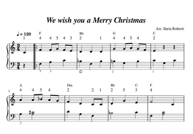 We Wish You a Merry Christmas Easy Piano Sheet Music, Digital ...