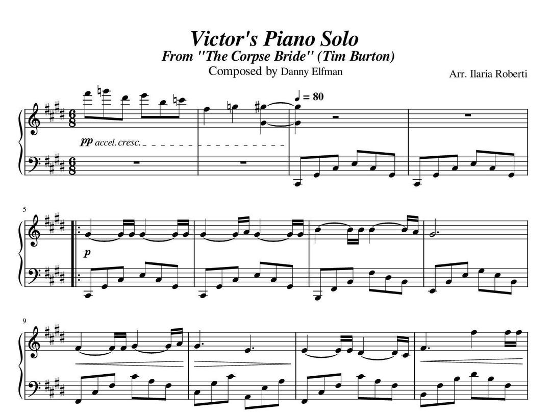 Victor's Piano Solo (from "the Corpse Bride" - Tim Burton) Piano Sheet ...