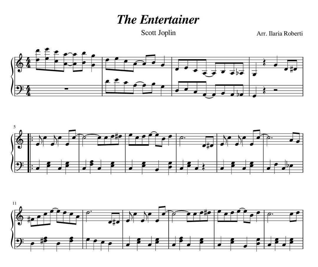 The Entertainer (scott Joplin) Easy Piano Sheet Music, Digital ...
