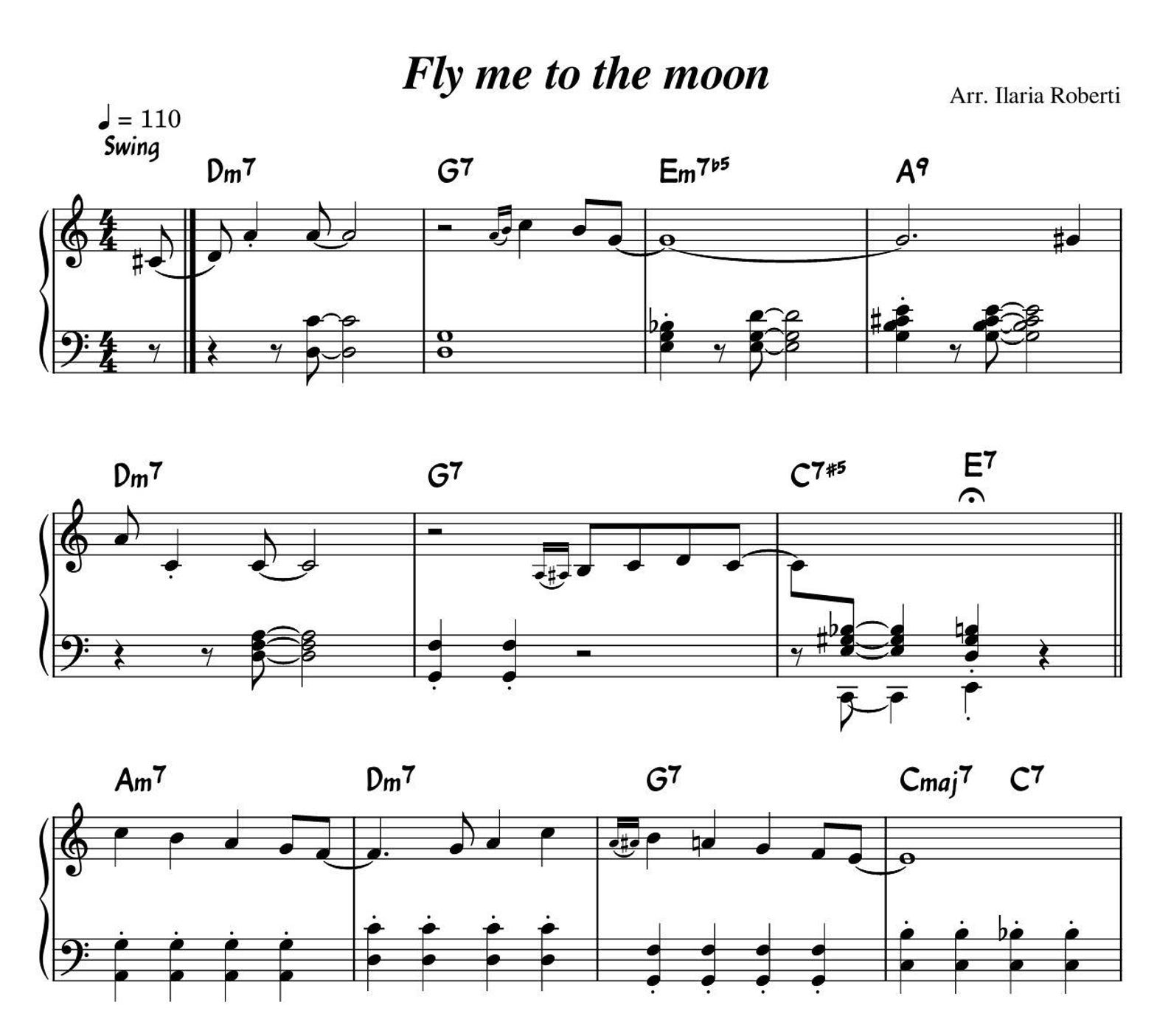 Fly Me To The Moon Piano Sheet Music Digital Downloadable Musical