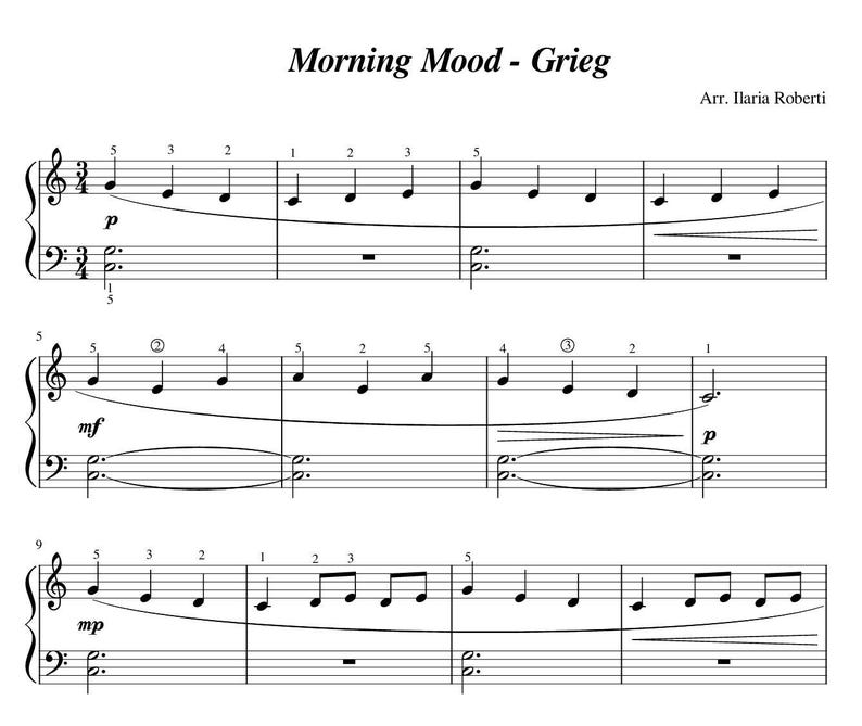 Morning Mood (grieg) Easy Piano Sheet Music, Digital Downloadable ...